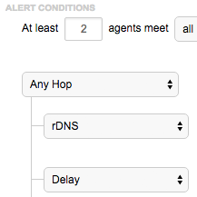 Configuring network alerts for latency, loss or QoS